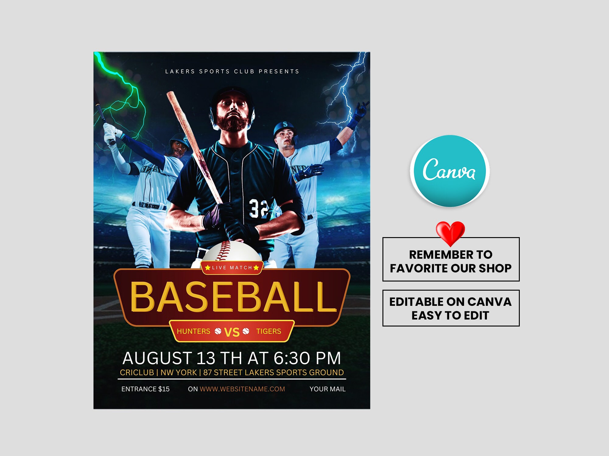 Baseball Flyer, Baseball Tournament Flyer, DIY Canva Baseball Schedule ...