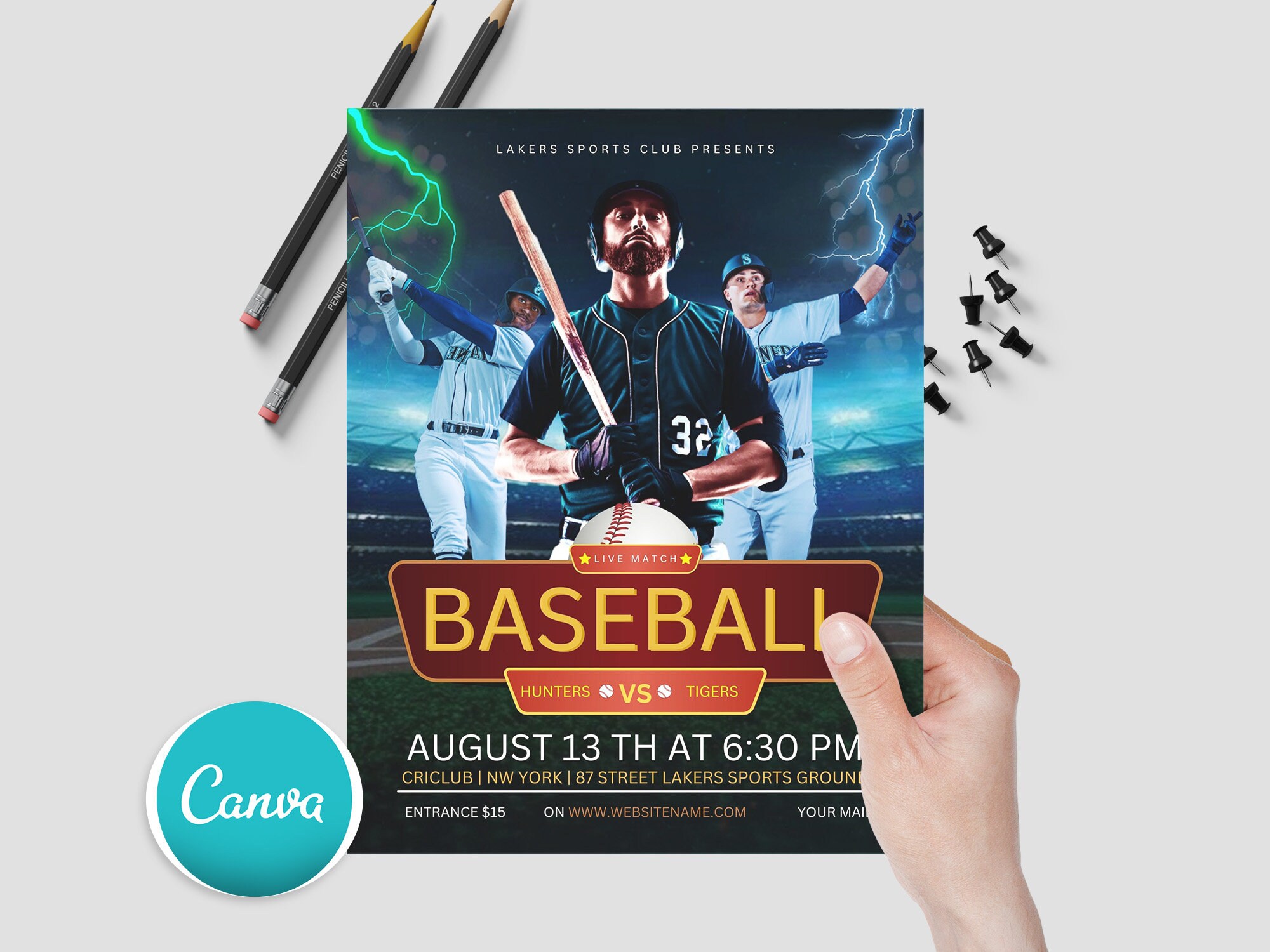 Baseball Flyer, Baseball Tournament Flyer, DIY Canva Baseball Schedule ...