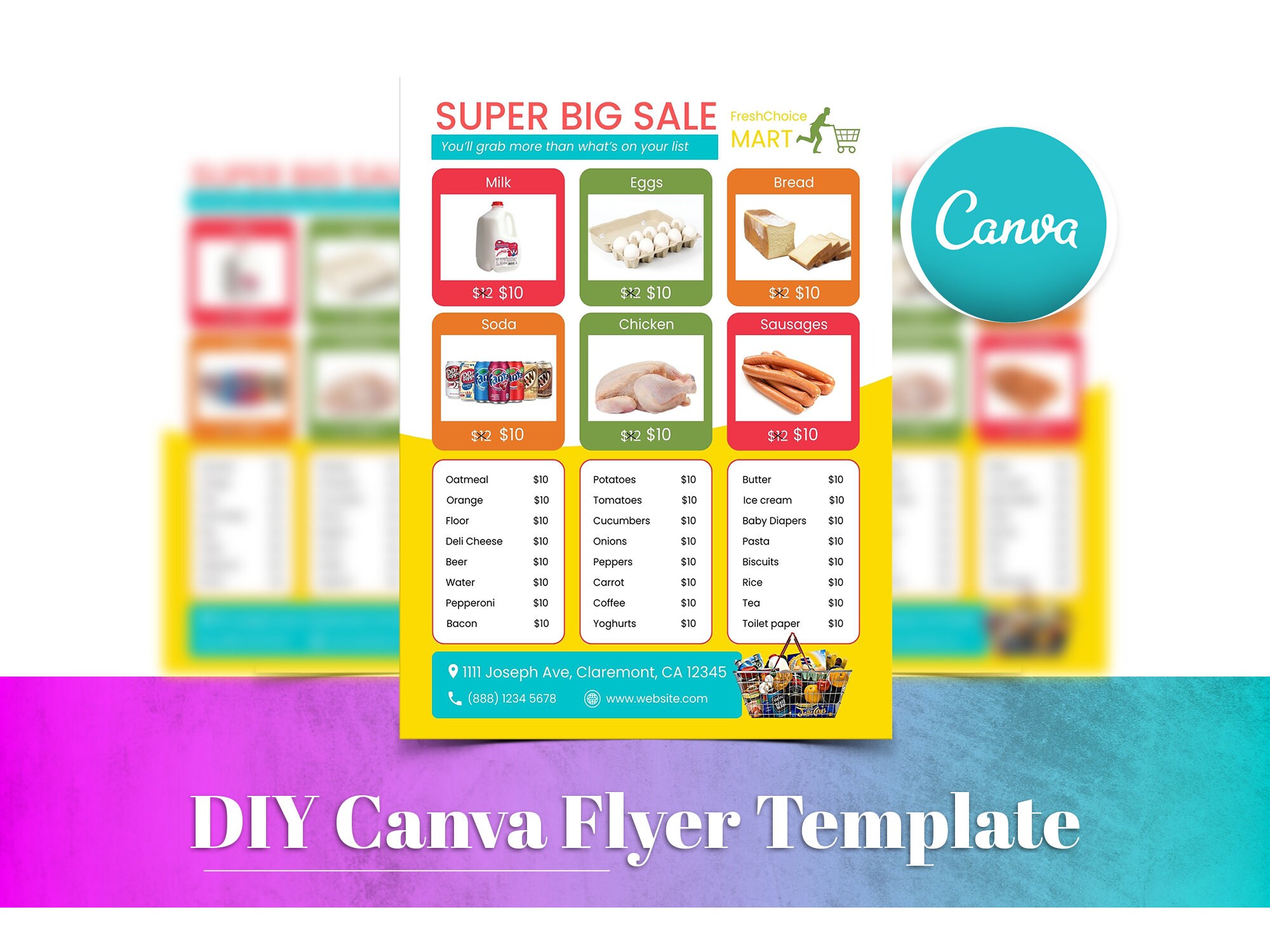 Supermarket Flyer, Grocery Flyer, Editable Flyer , DIY Canva Poster ...
