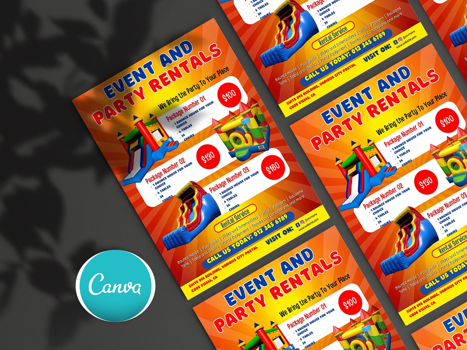 Party Rental Flyer, Editable Flyer Design, DIY Canva Poster Template ...