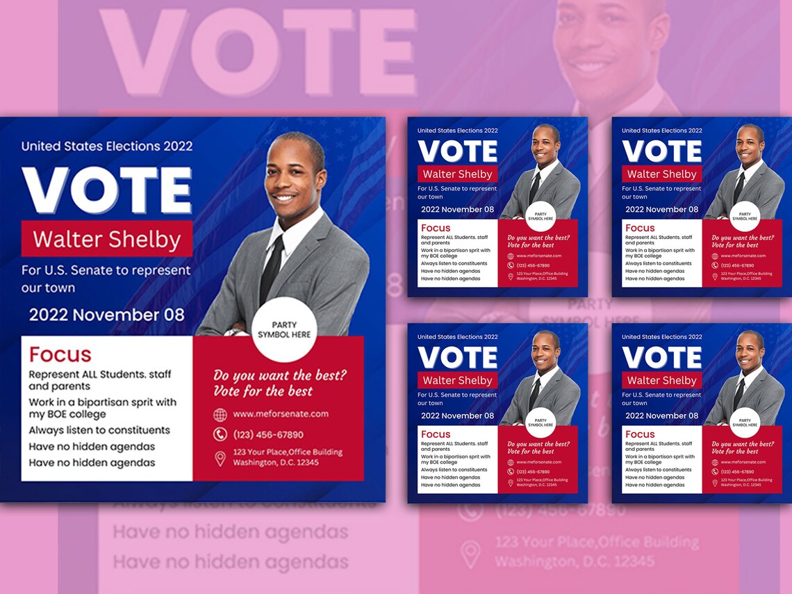 Election Flyer, Printable Election Card Design, DIY Canva Election ...