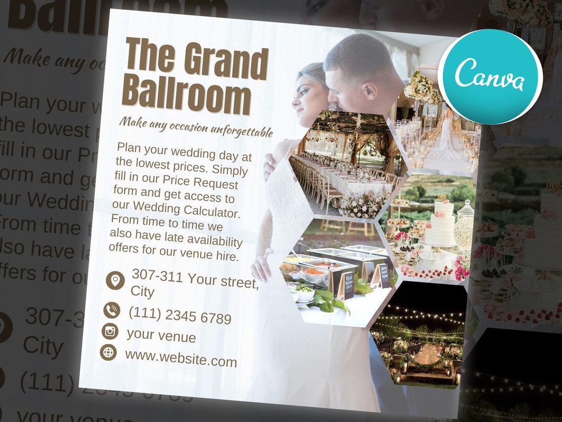 Wedding Venue Flyer Event Venue Editable Flyer Design DIY - Etsy