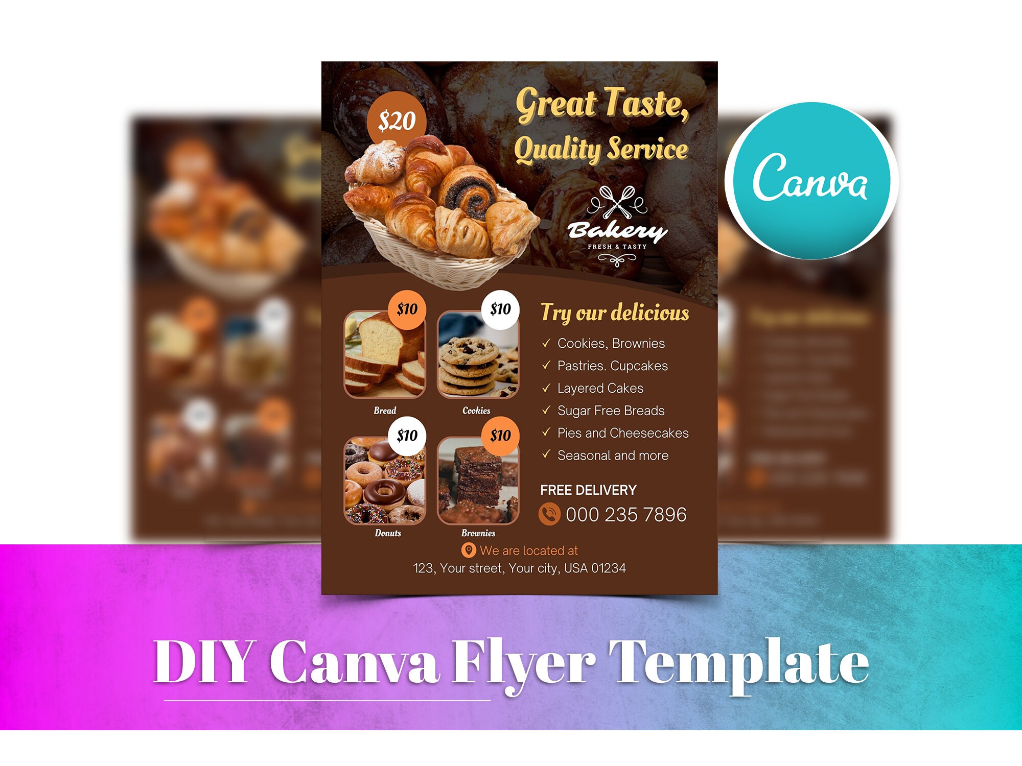Bake Sale Flyer, Bakery Template, DIY Canva Bakery Price List Poster ...