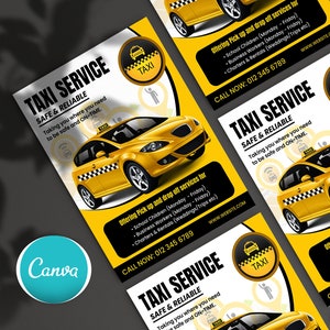 Taxi Service Flyer, Cab Service Flyer, DIY Canva Taxicab Service Poster ...