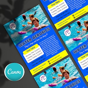 Water Aerobics Flyer, Editable Flyer, DIY Canva Template, Water ...