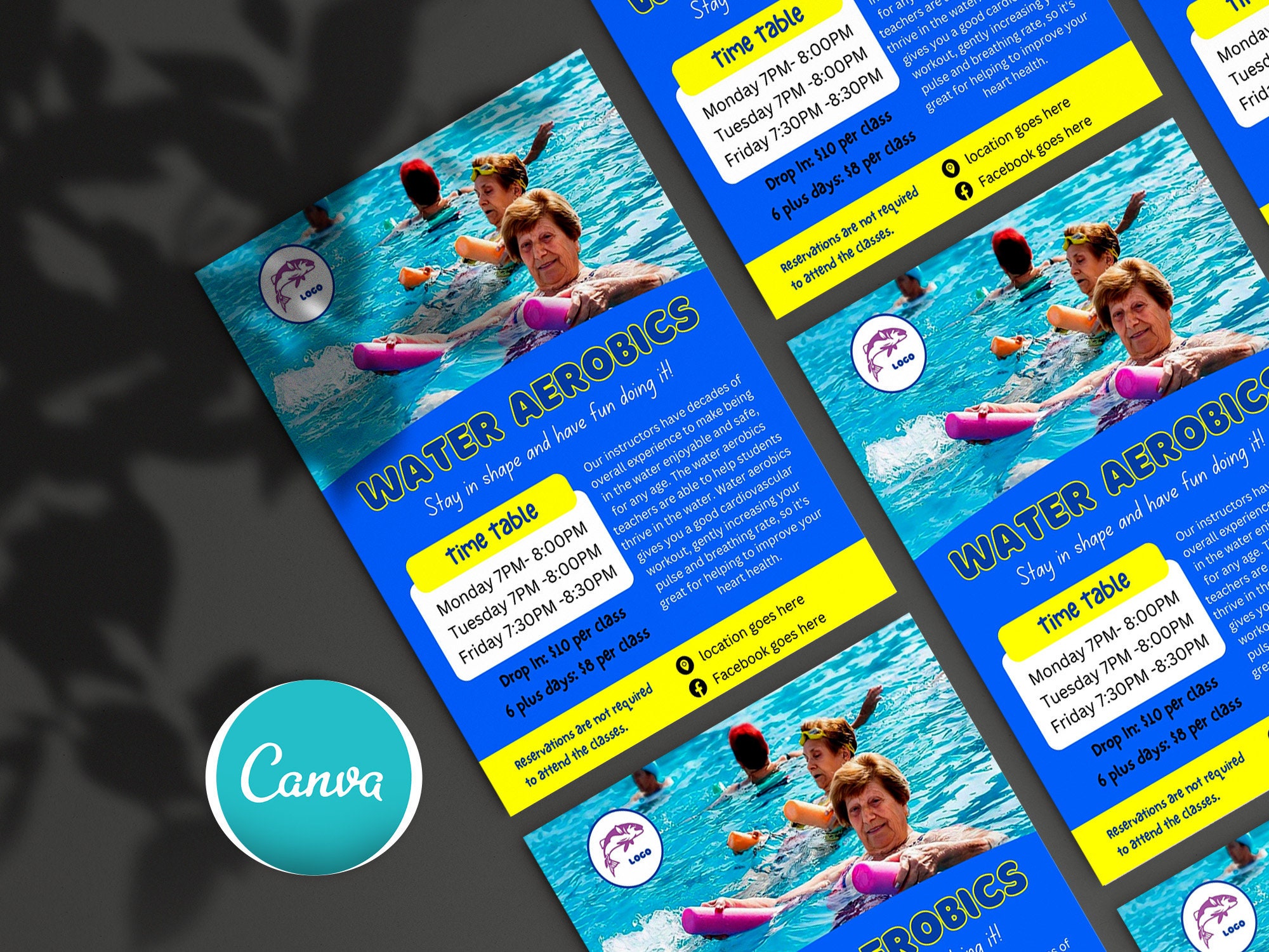 Water Aerobics Flyer Editable Flyer DIY Canva Template - Etsy