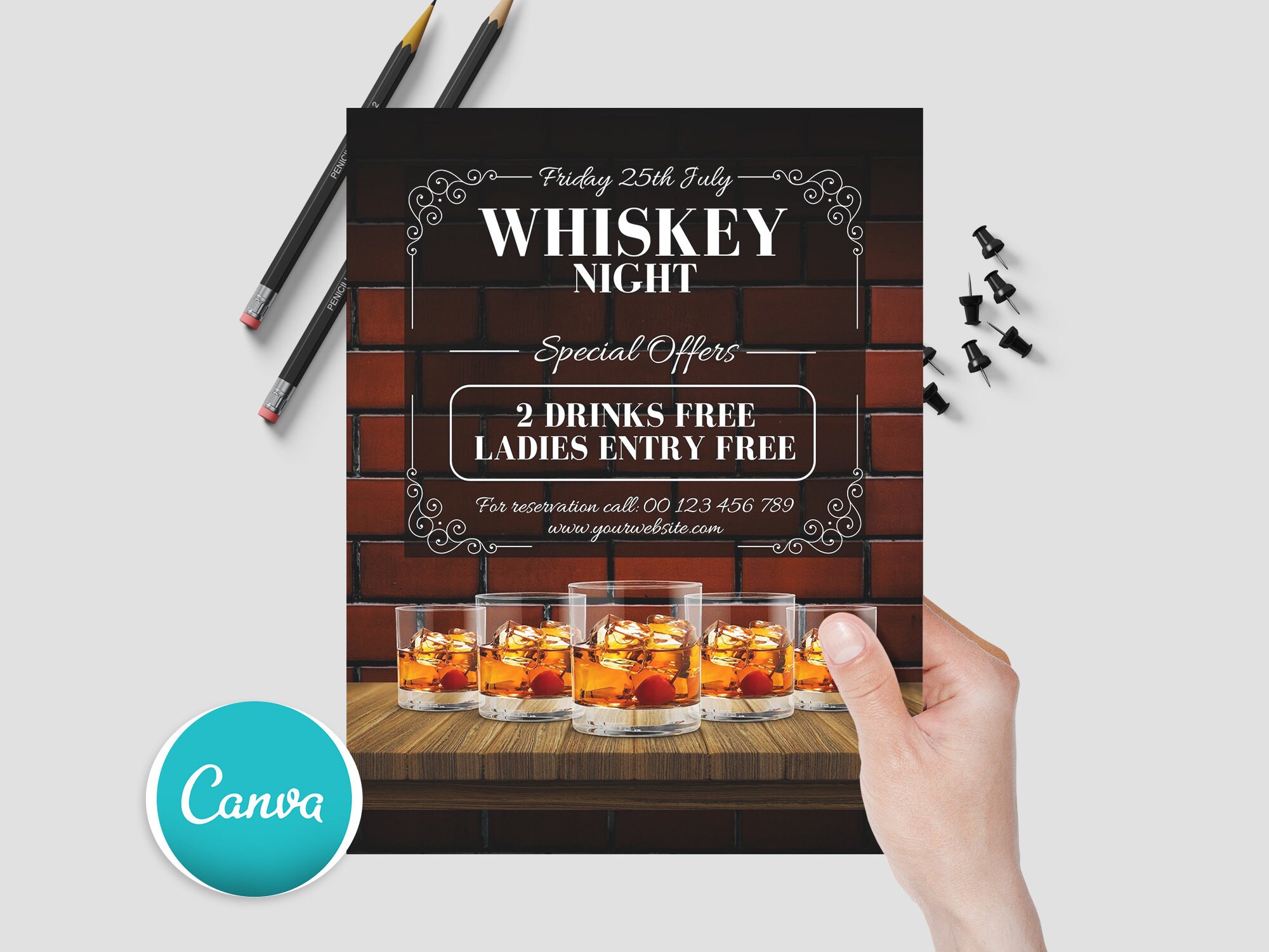 Whiskey Night Flyer Whiskey Party Template DIY Canva Whiskey - Etsy