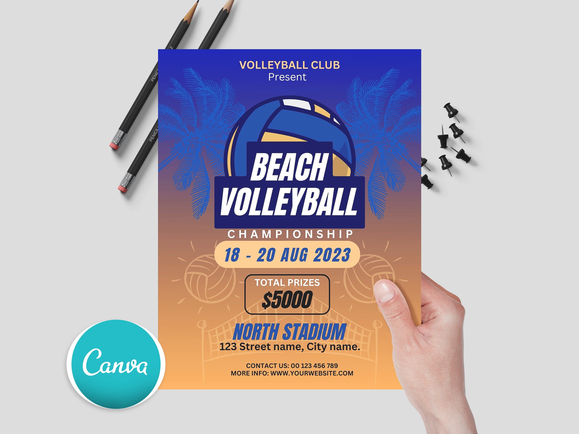 Volleyball Flyer, Volleyball Tournament Design, DIY Canva Volleyball ...