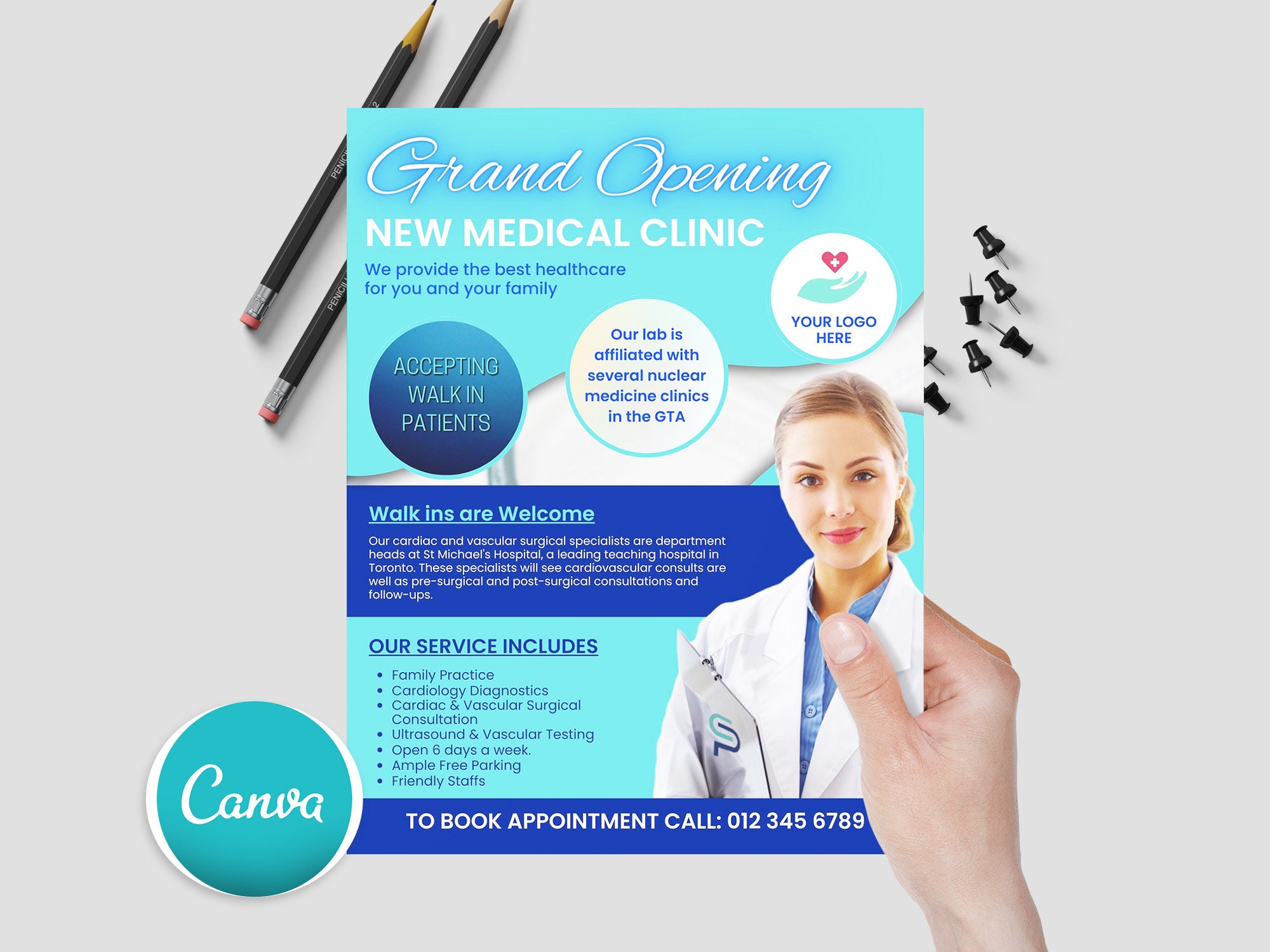 Medical Center Grand Opening Flyer, Hospital Flyer, DIY Canva Health ...