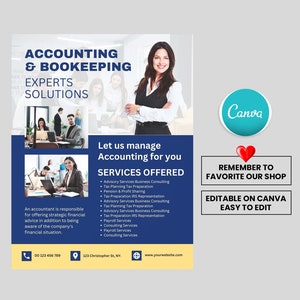 Bookkeeping Flyer, Accounting Services Design, DIY Canva Certified ...