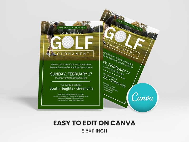 Golf Flyer Golf Club Template DIY Canva Golf Match Poster - Etsy