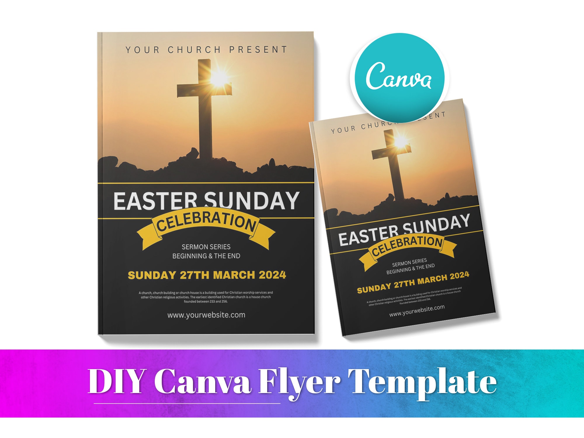 Church Flyer, Church Event Flyer, DIY Canva Church Program Flyer ...