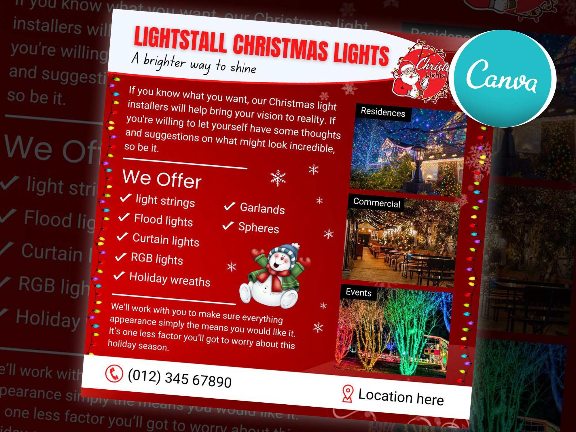 Christmas Light Installation Service Flyer, DIY Canva Editable ...