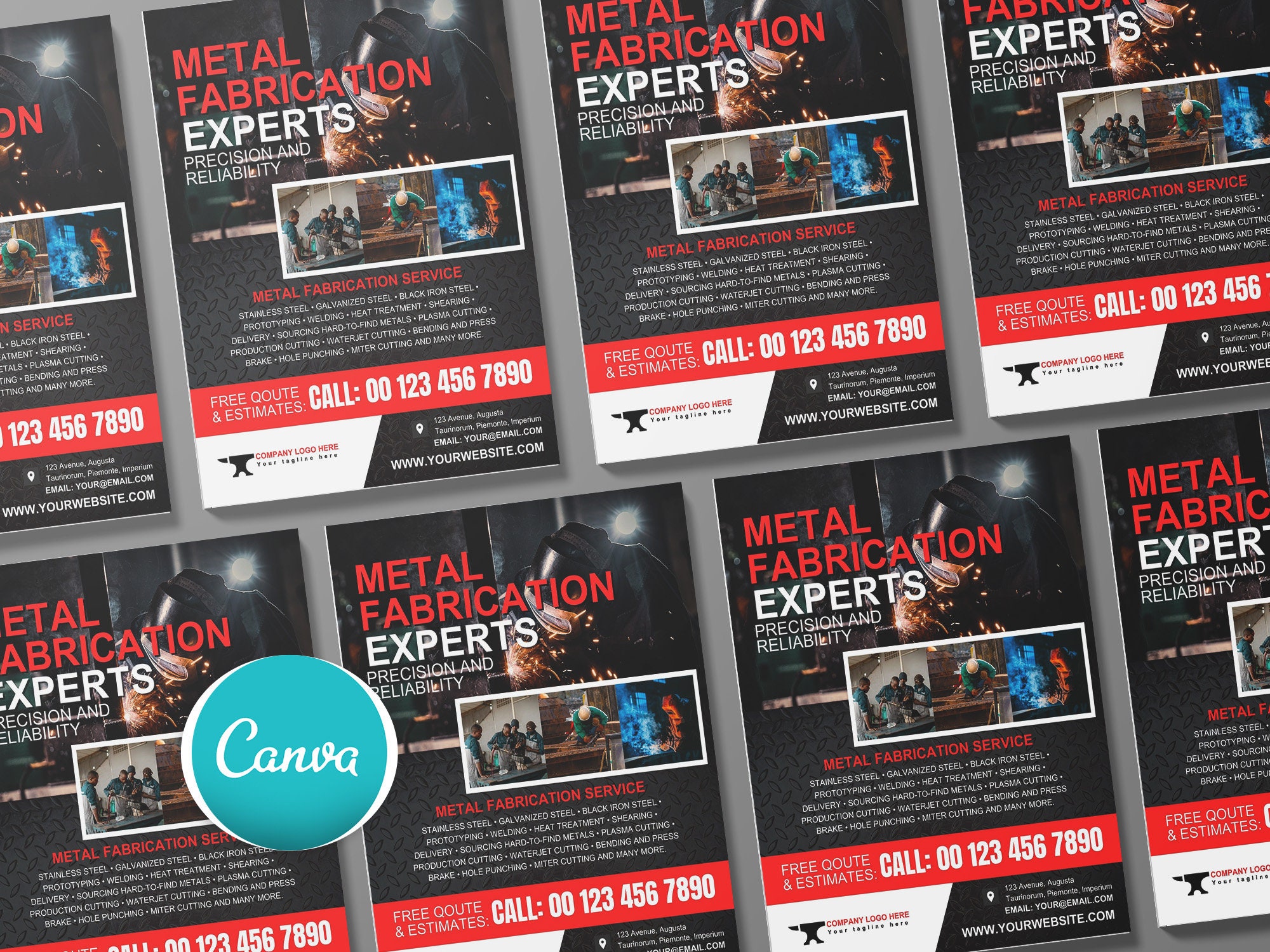 Iron Works Flyer, Printable Metal Works Service Design, DIY Canva Iron ...