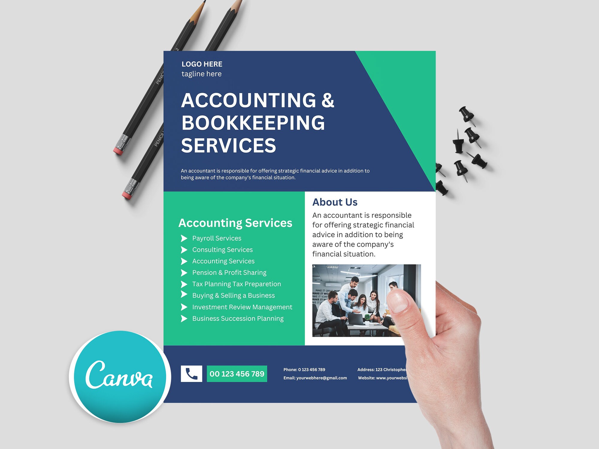 Bookkeeping Flyer, Accounting Services Design, DIY Canva Certified ...