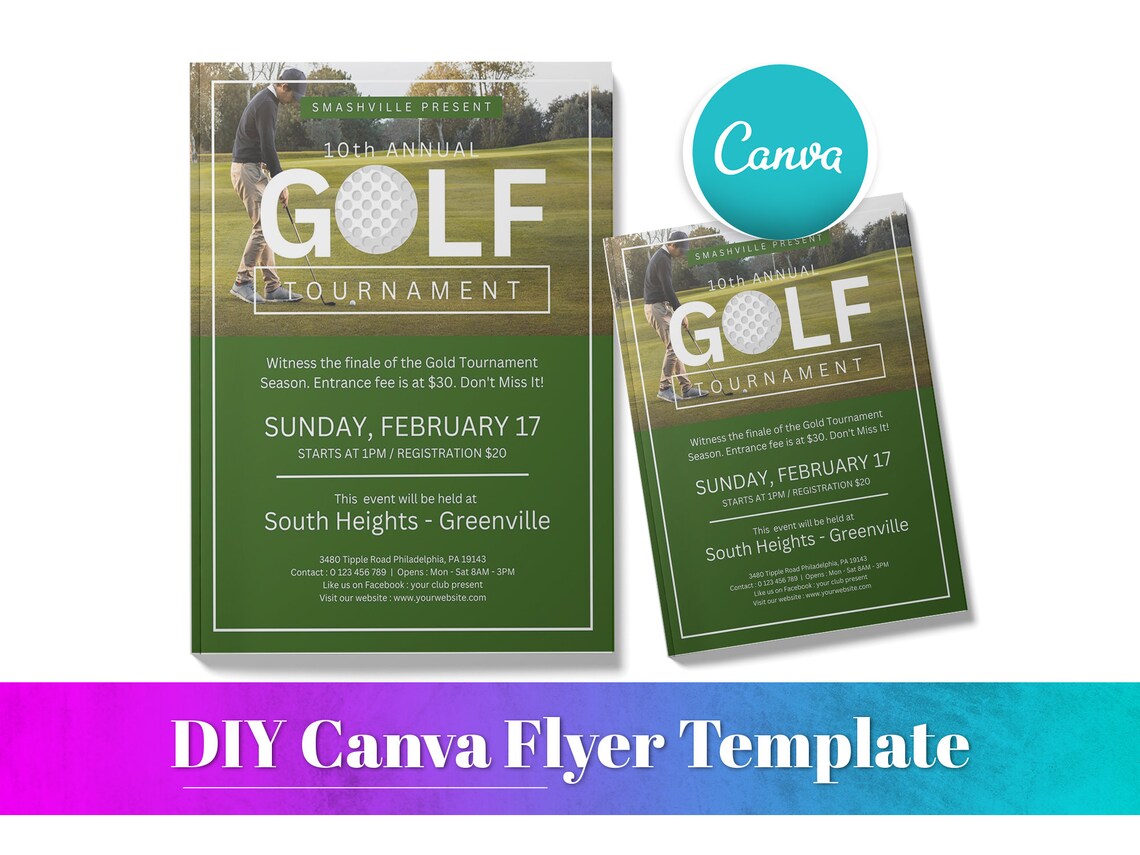 Golf Flyer Golf Club Template DIY Canva Golf Match Poster - Etsy
