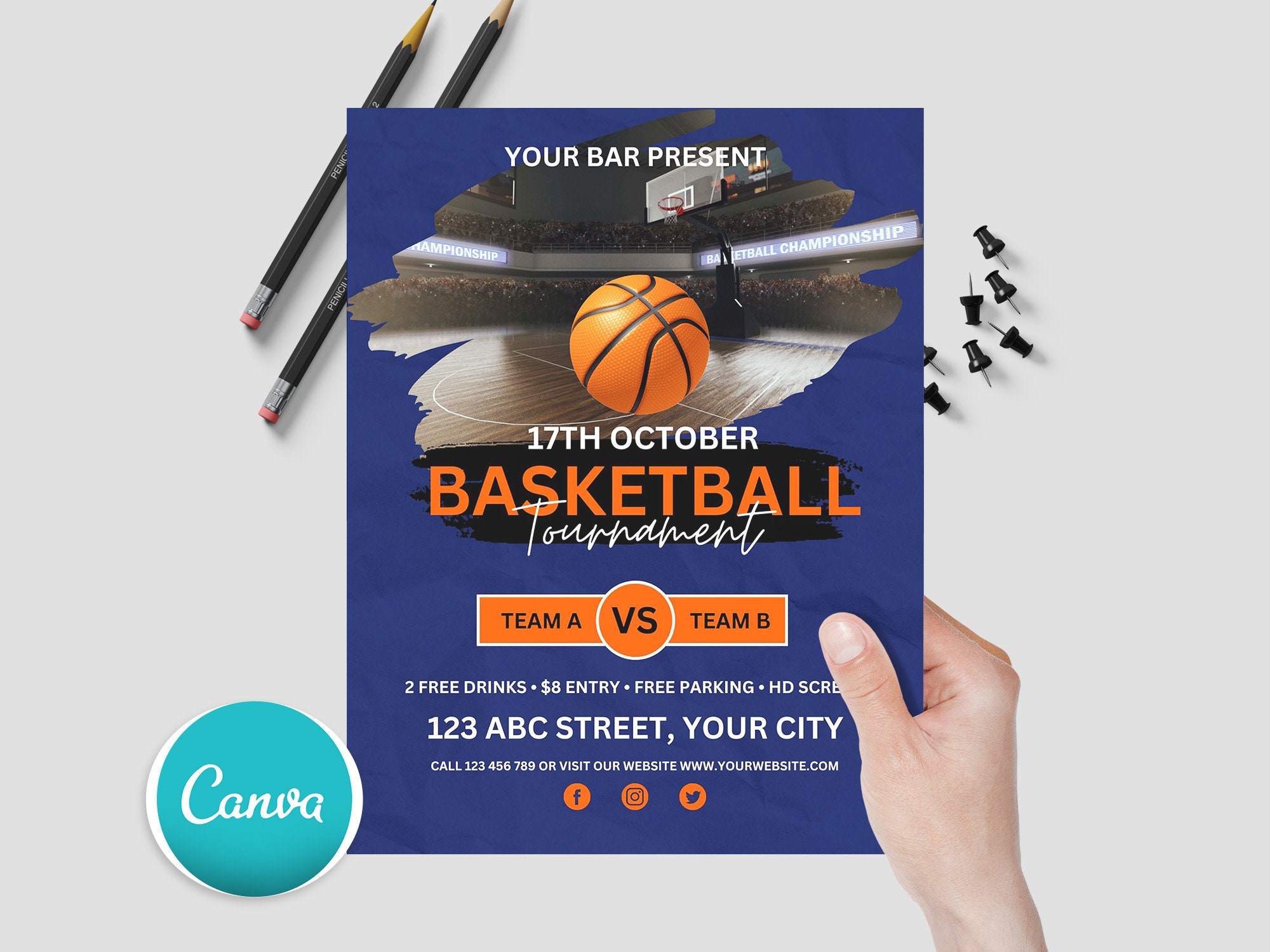 Basketball Tournament Flyer, Basketball Flyer, Editable Flyer , DIY ...