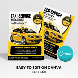 Taxi Service Flyer Cab Service Flyer DIY Canva Taxicab - Etsy