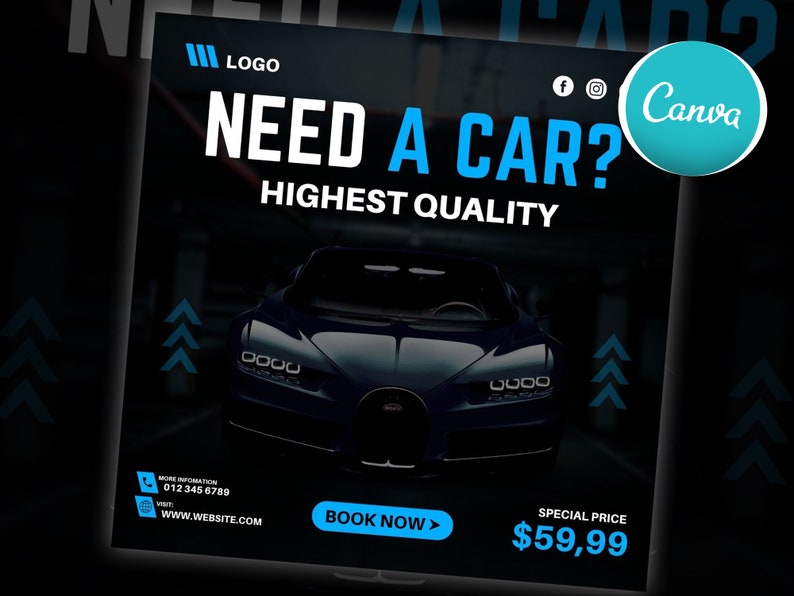 Car Sale Flyer, Editable Car for Sale Design, DIY Canva Auto Sale ...