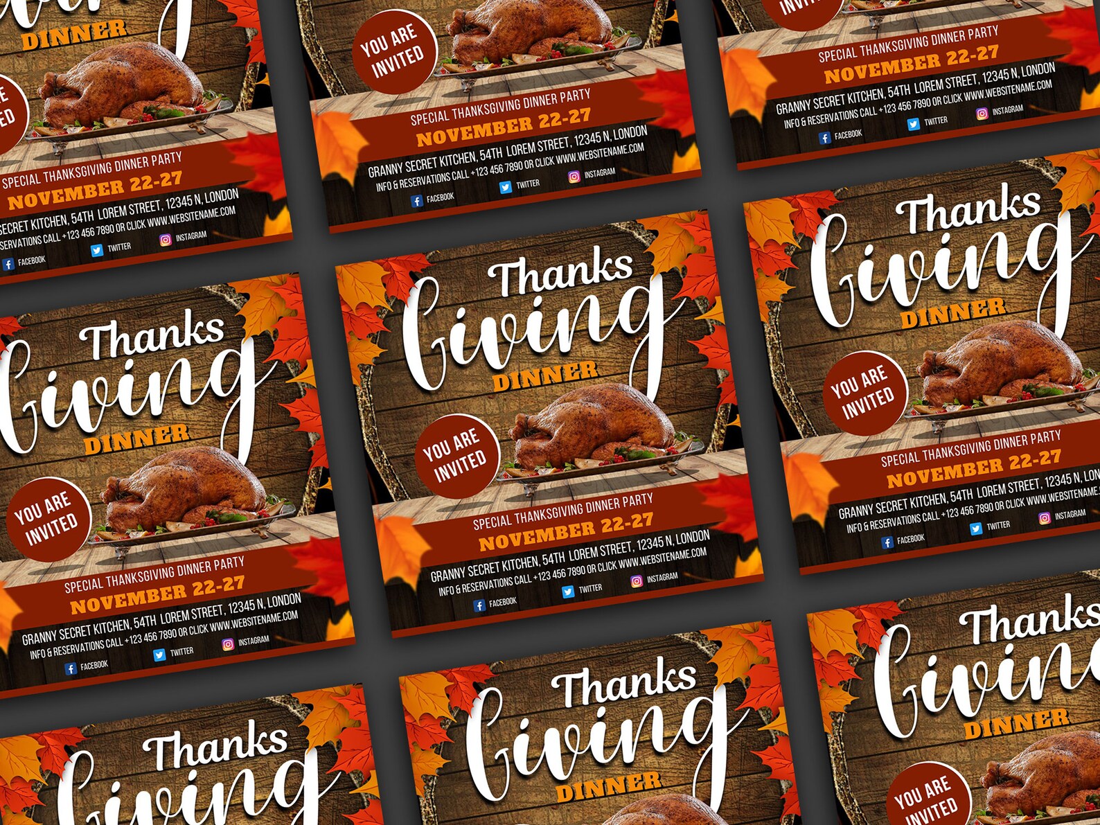 Thanksgiving Card Flyer Printable Thanksgiving Dinner - Etsy