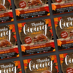 Thanksgiving Card Flyer, Printable Thanksgiving Dinner Invitation ...