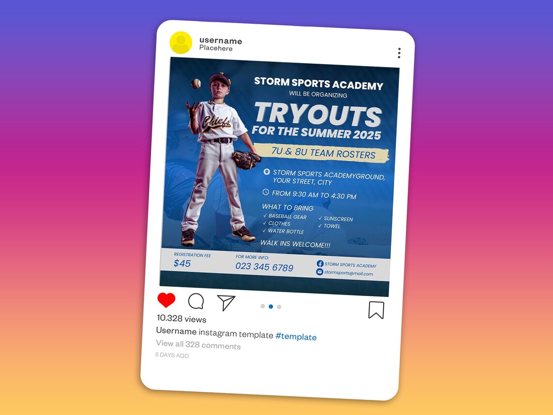 Baseball Tryouts Flyer DIY Canva Baseball Camp Template - Etsy