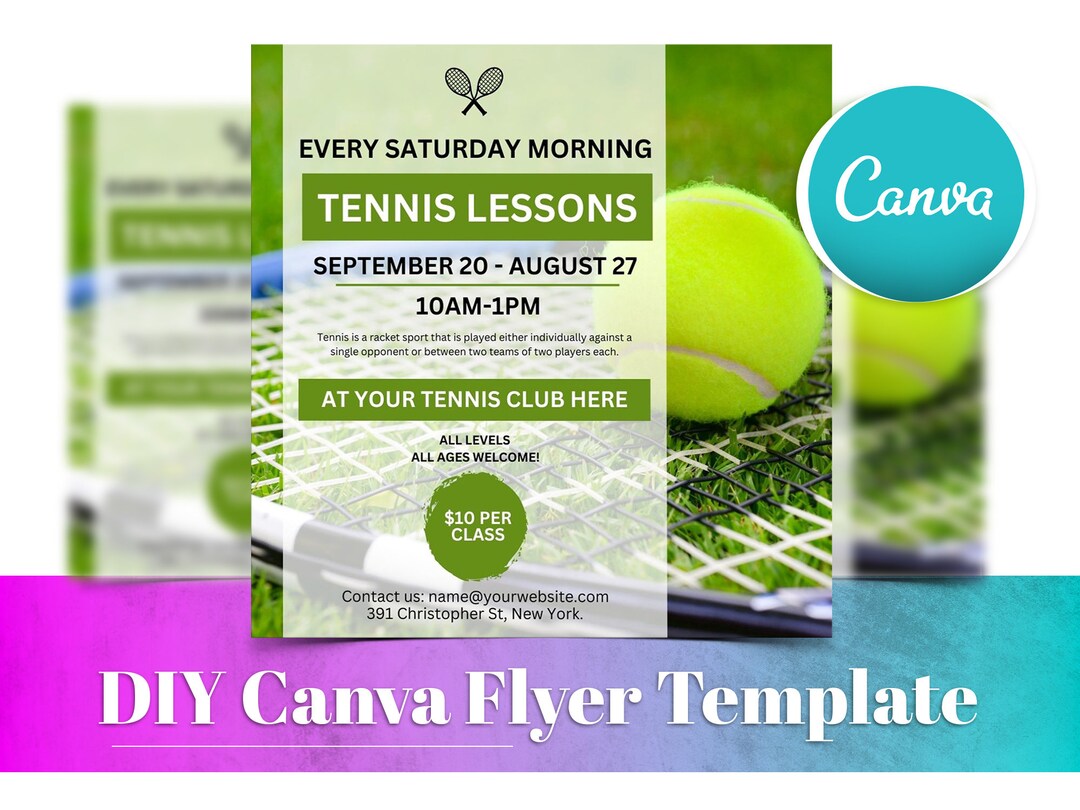 Tennis Lessons Flyer, Tennis Academy Flyer, Editable Flyer ,canva ...