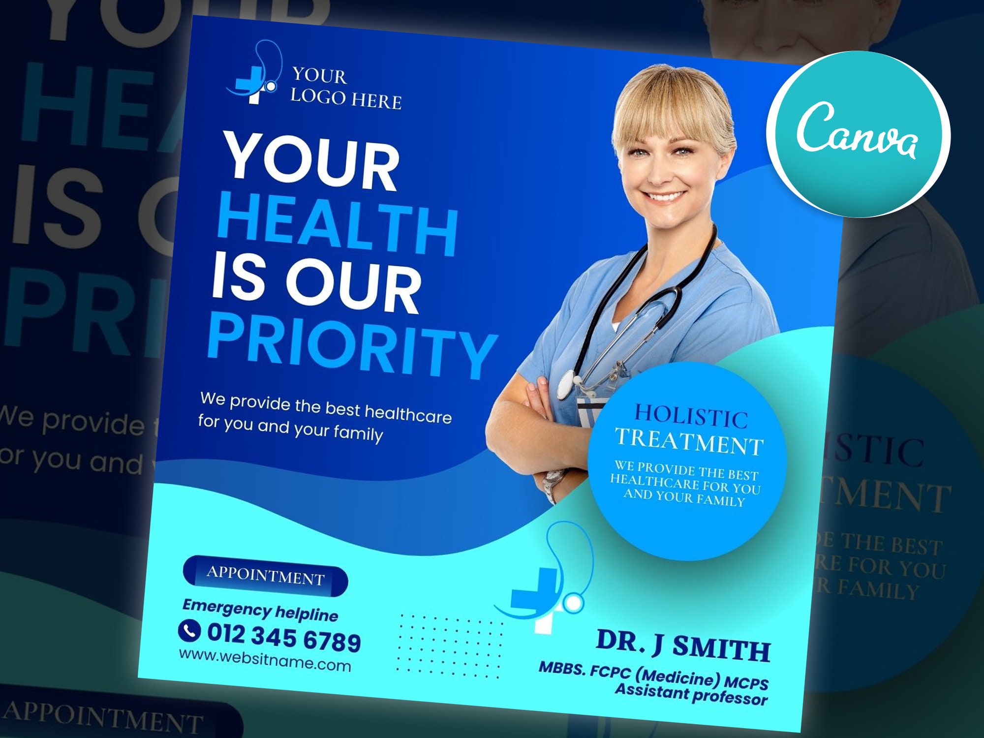 Doctor Flyer, Family Doctor Design, Hospital Flyer, DIY Canva Health ...