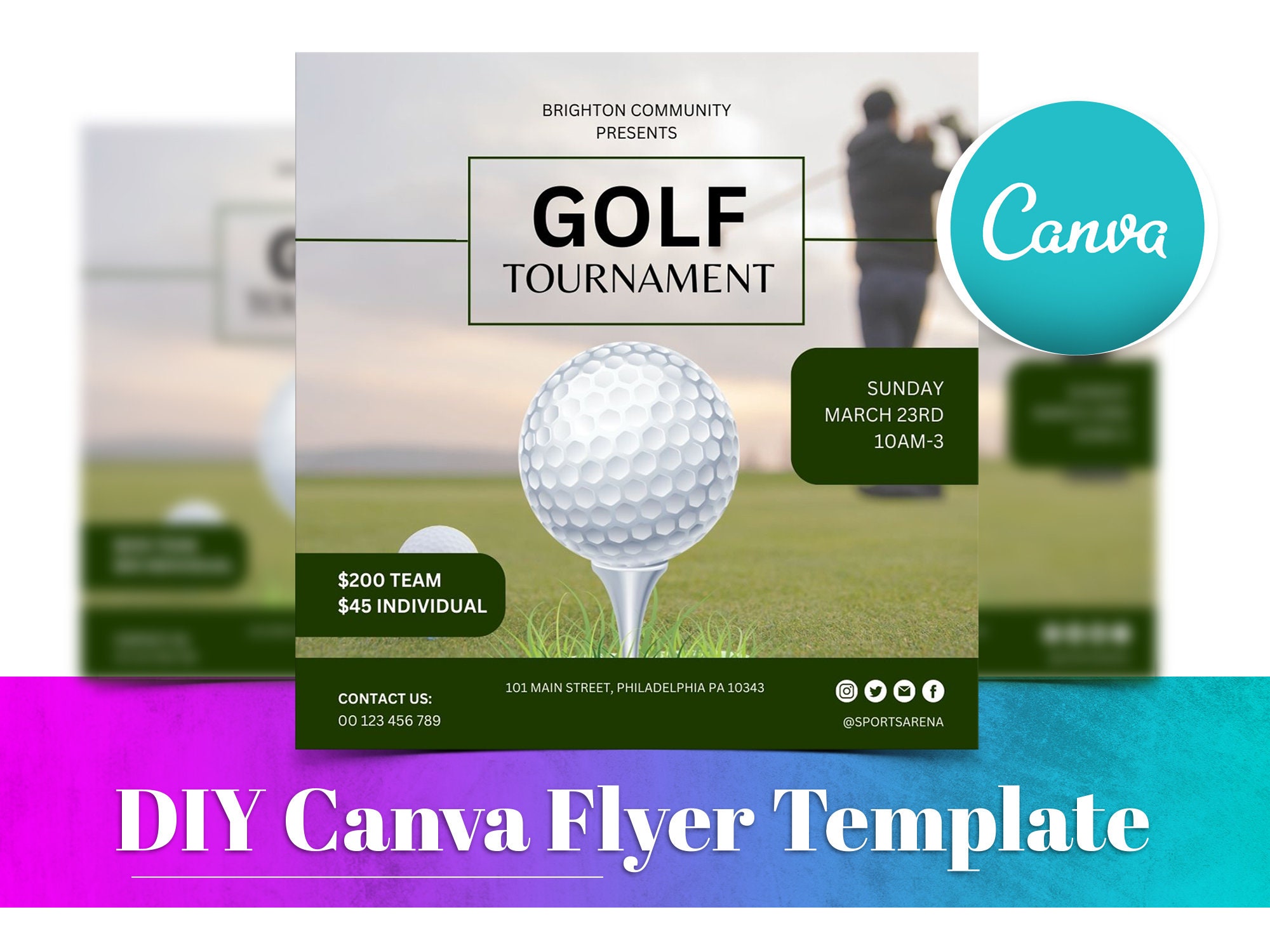 Golf Flyer, Golf Club Template, DIY Canva Golf Match Template, Editable ...