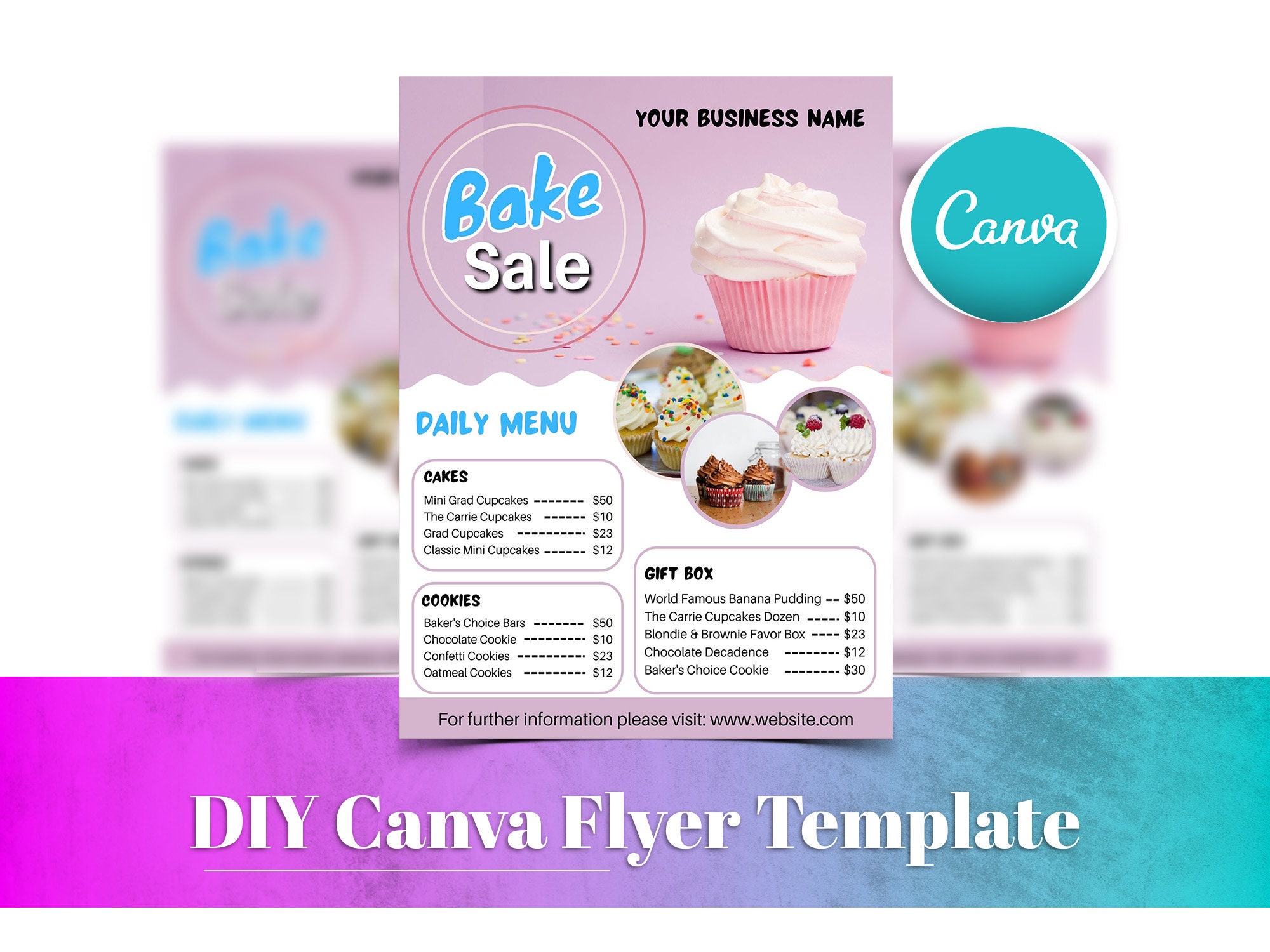 Cakes Flyer, Cupcakes Flyer, DIY Canva Bakery Poster Template, Editable ...