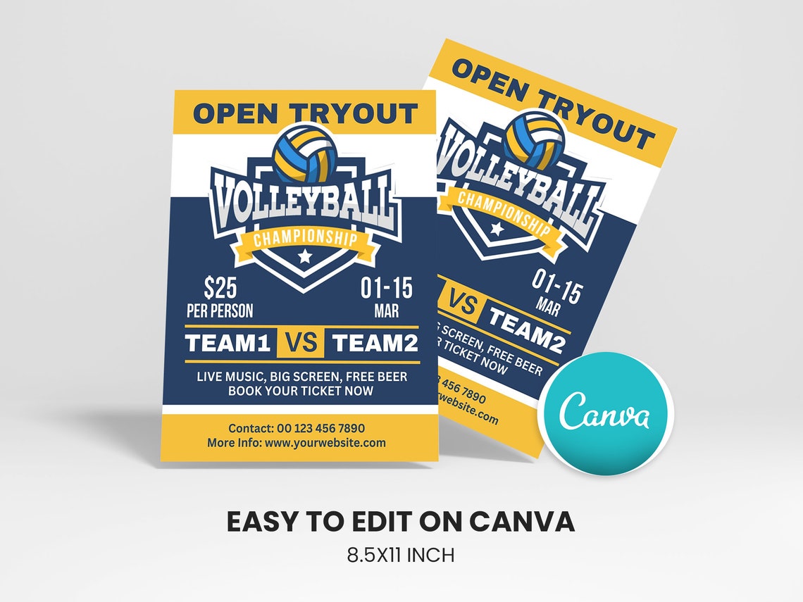 Volleyball Flyer, Volleyball Tournament Design, DIY Canva Volleyball ...