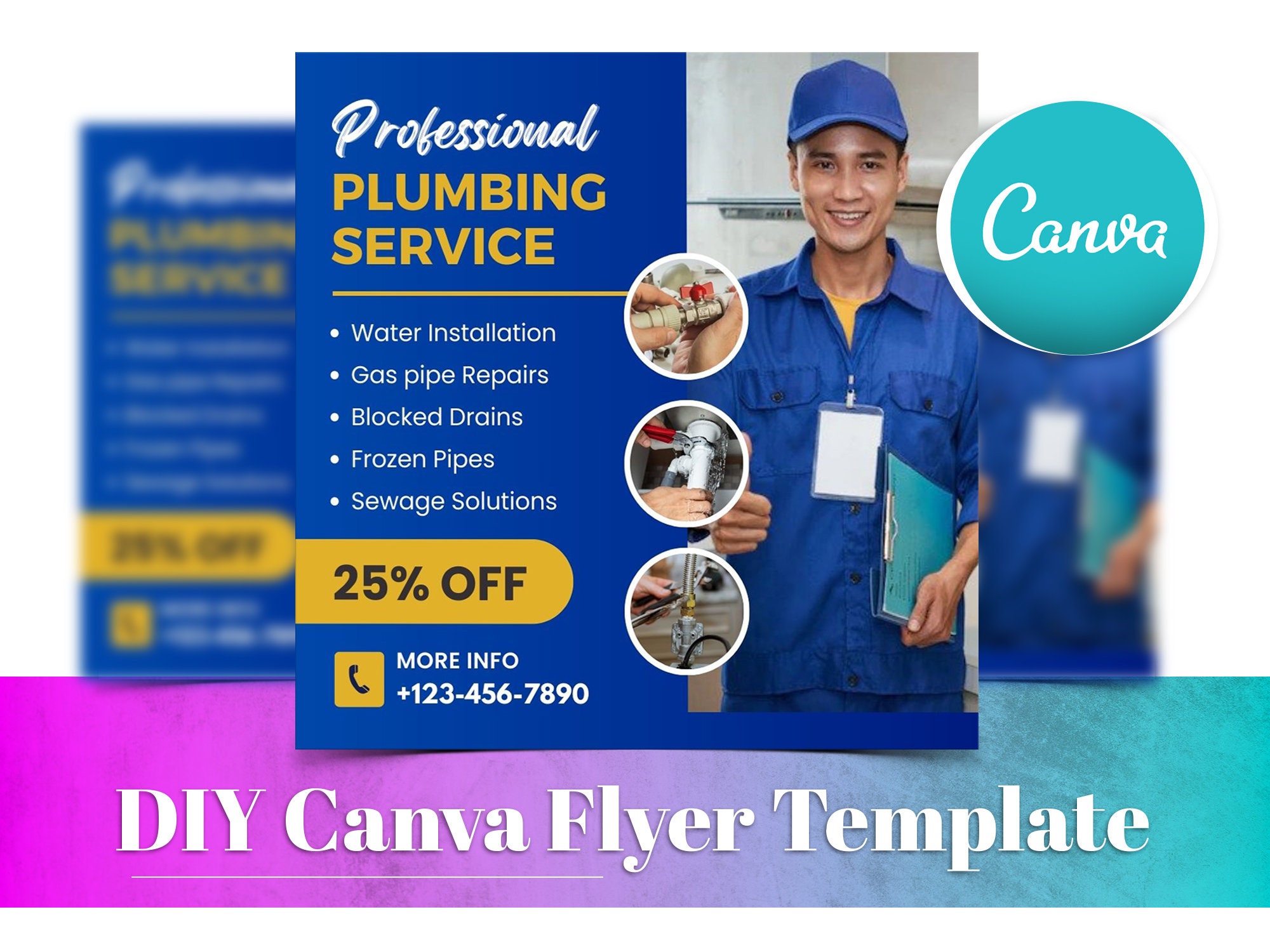 Handyman Flyer, Plumber Flyer, DIY Canva Drain Service Poster Template ...