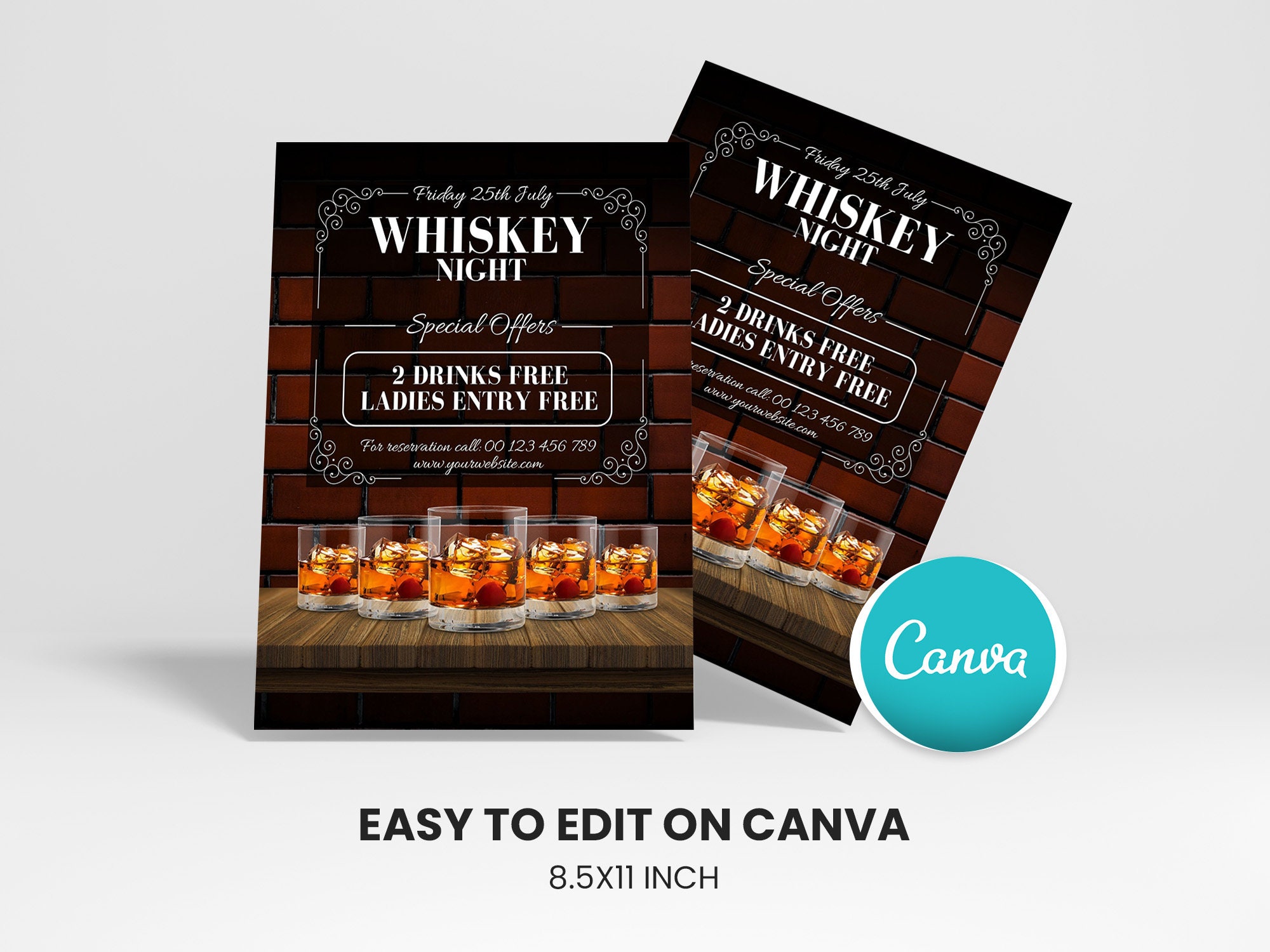 Whiskey Night Flyer Whiskey Party Template DIY Canva Whiskey - Etsy