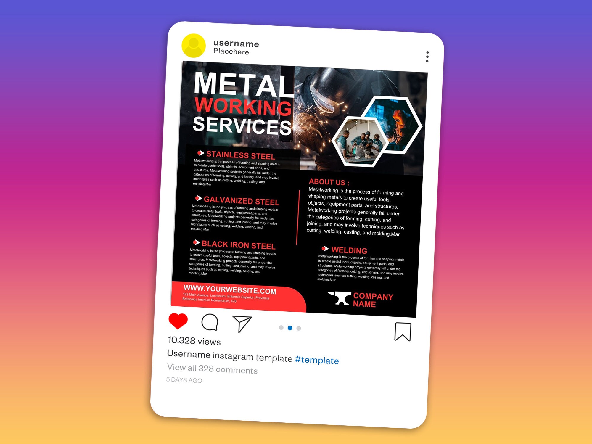 Iron Works Flyer, Metal Works Service Design, DIY Canva Iron Fabricator ...