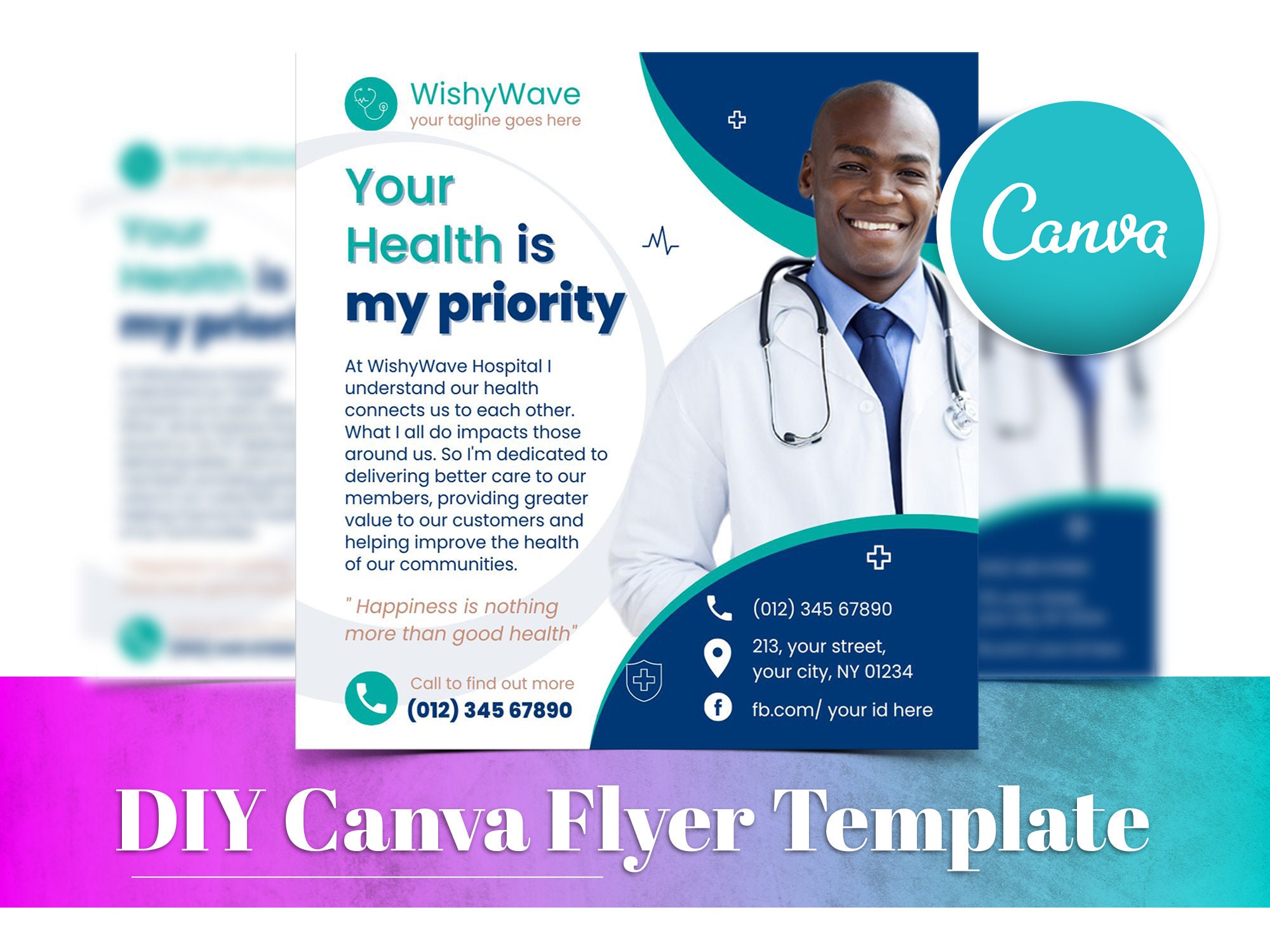 Doctor Flyer, Family Doctor Design, Hospital Flyer, DIY Canva Health ...