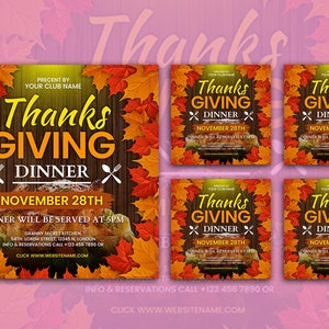 Thanksgiving Card Flyer, Printable Thanksgiving Dinner Invitation ...