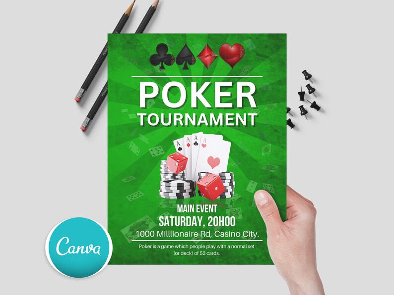 Poker Flyer, Poker Tournament Design, DIY Canva Poker Event Poster ...