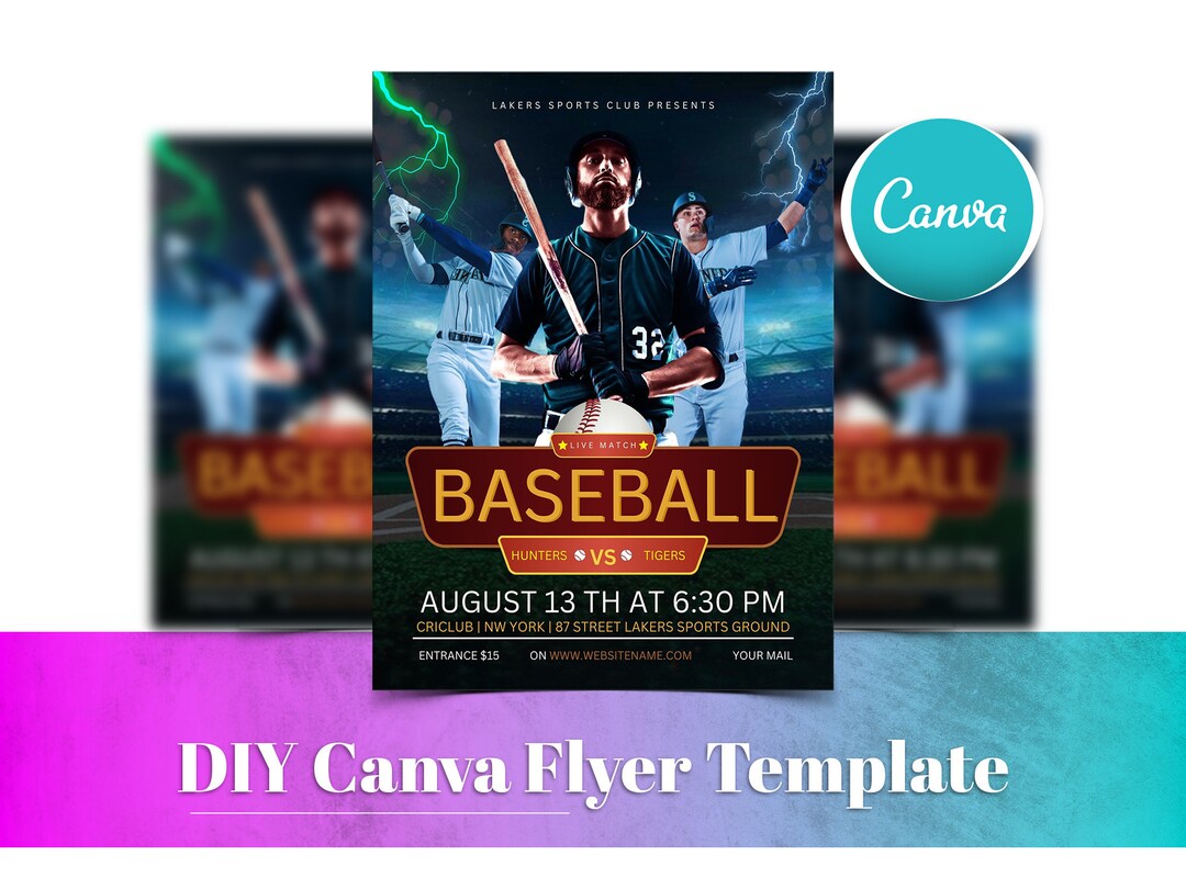 Baseball Flyer, Baseball Tournament Flyer, DIY Canva Baseball Schedule ...