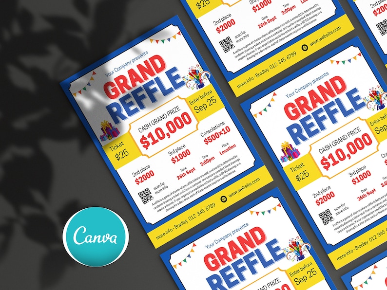 Folleto de rifa, concurso de rifa, diseño de volante editable ...
