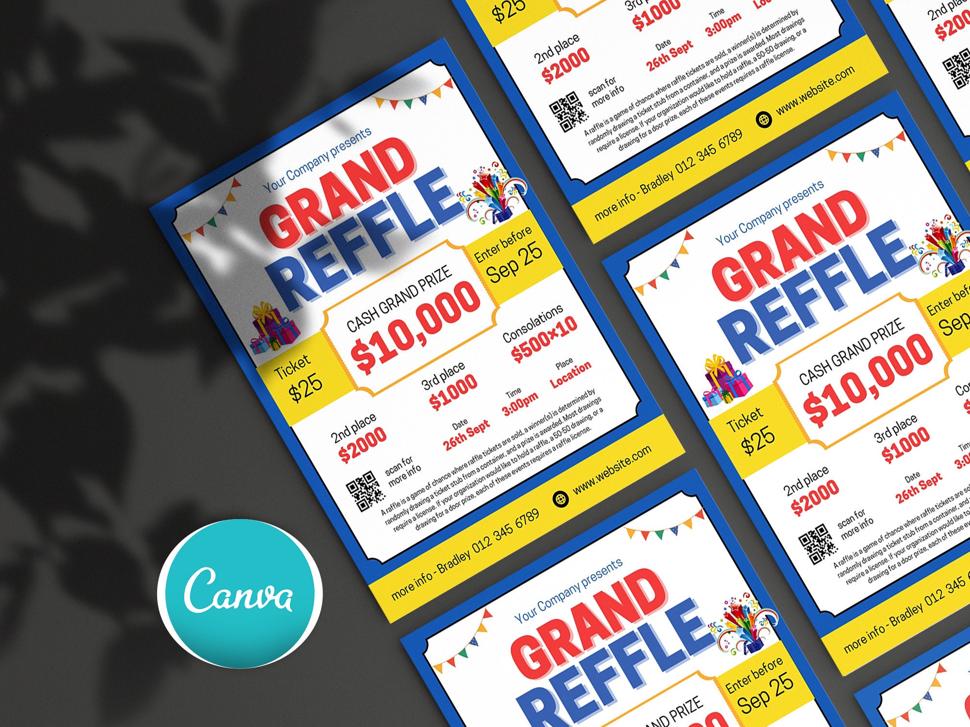 Raffle Flyer Raffle Contest Editable Flyer Design DIY Canva - Etsy