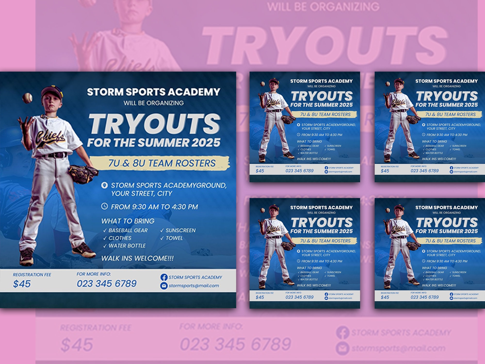 Baseball Tryouts Flyer, DIY Canva Baseball Camp Template, Editable ...