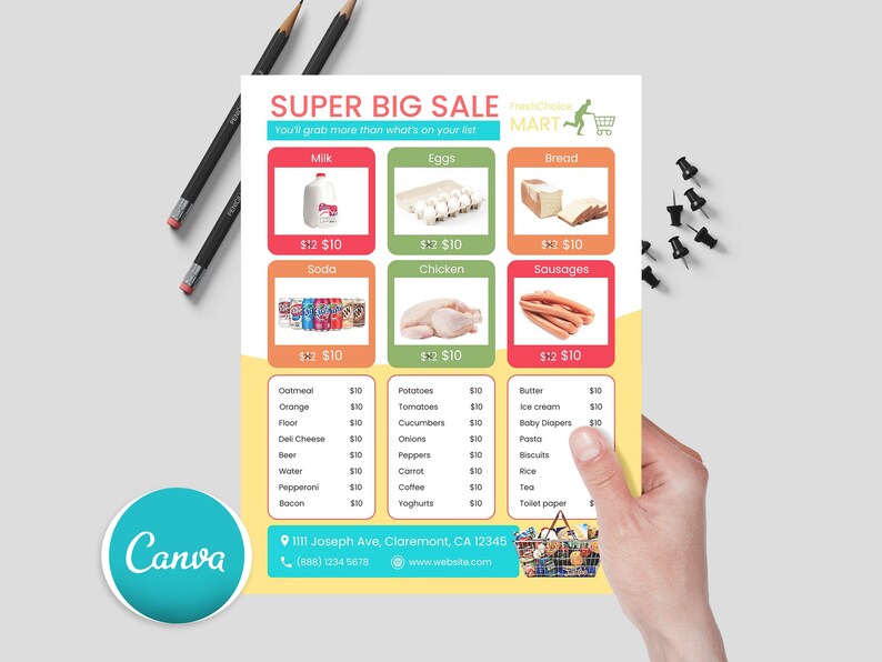 Supermarket Flyer, Grocery Flyer, Editable Flyer , DIY Canva Poster ...