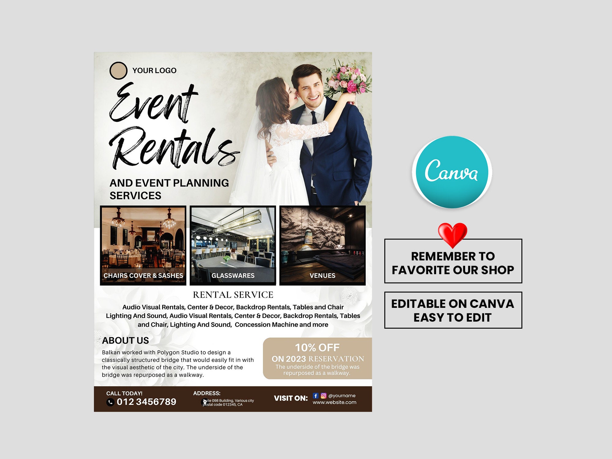 Wedding Venue Flyer Event Venue Editable Flyer Design DIY - Etsy