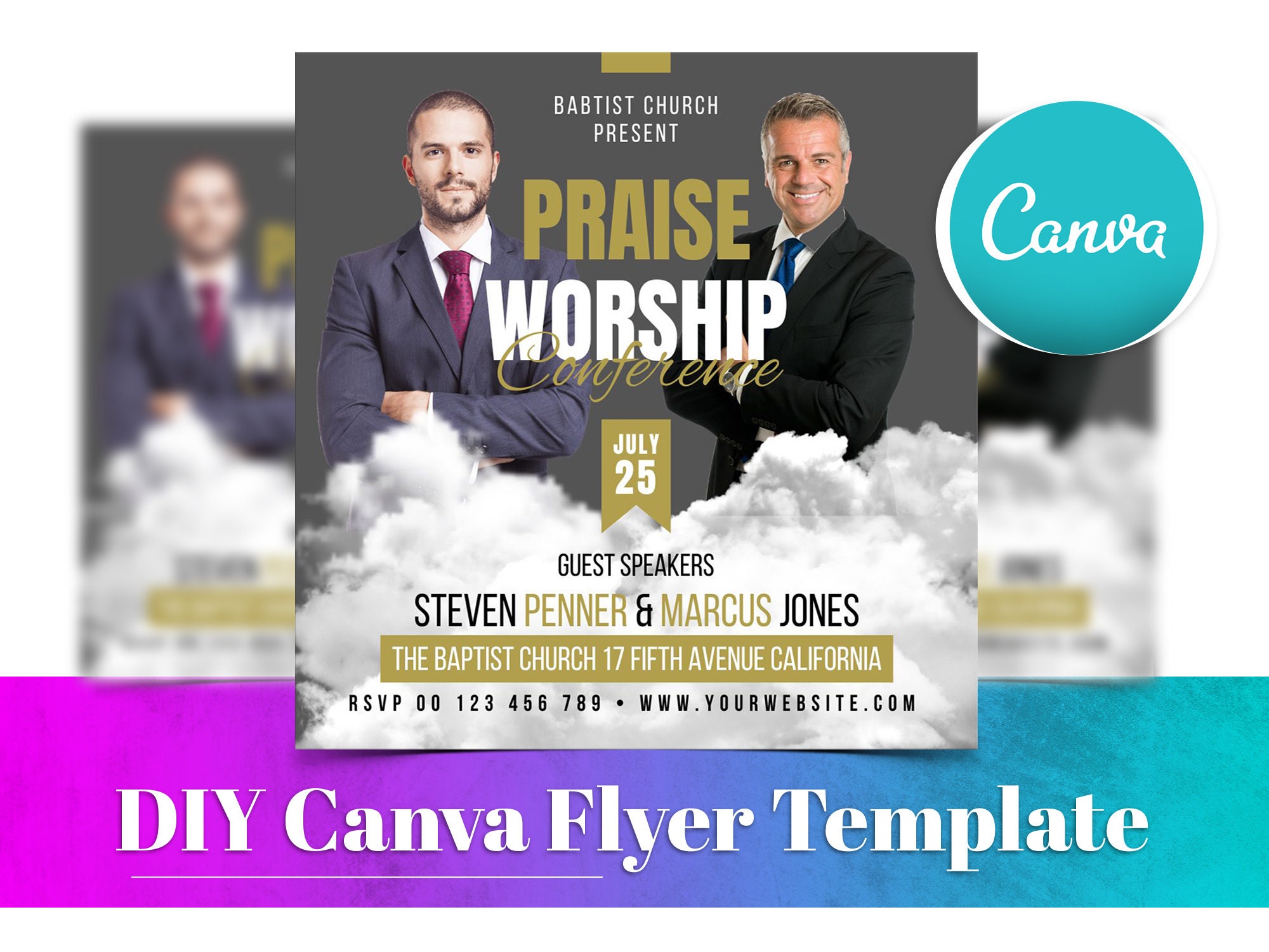 Church Flyer, Church Event Flyer, DIY Canva Church Program Flyer ...