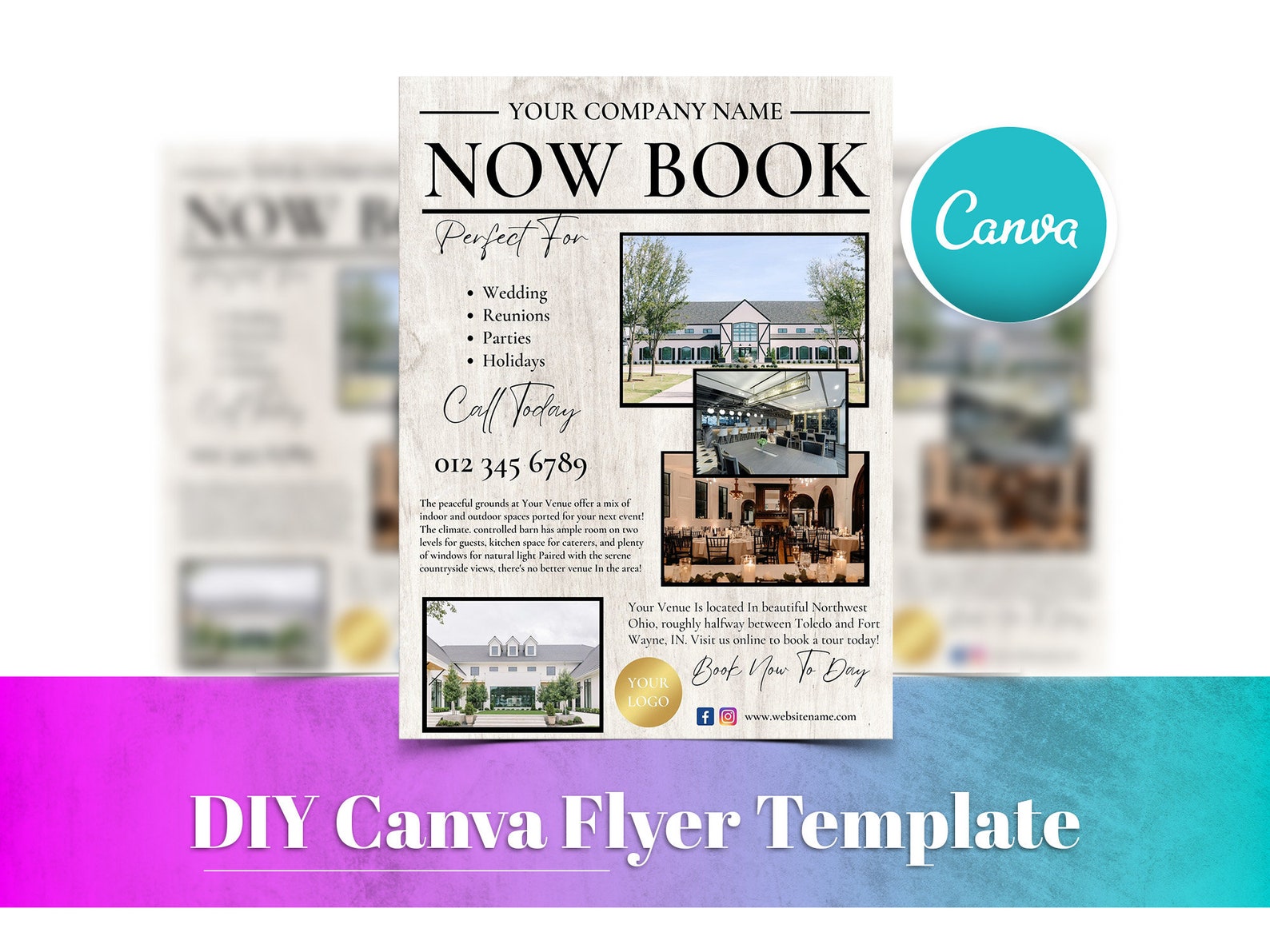 Banquet Flyer, Event Venue, Editable Flyer Design, DIY Canva Poster ...