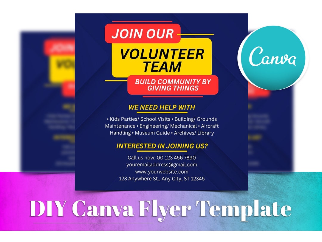 Volunteer Flyer, Volunteers Needed Design, DIY Canva Community Group ...