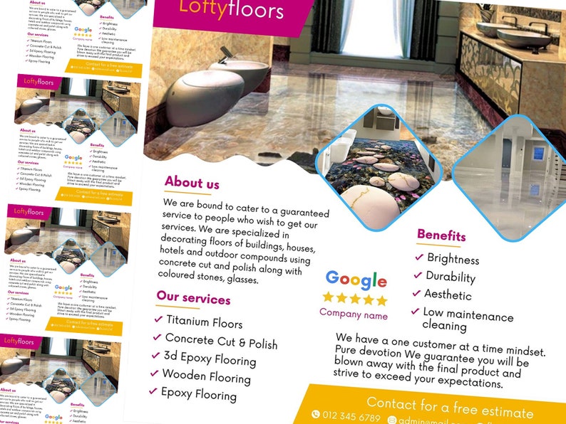 Epoxy Flooring Flyer, DIY Canva Flooring Service Template, Editable ...