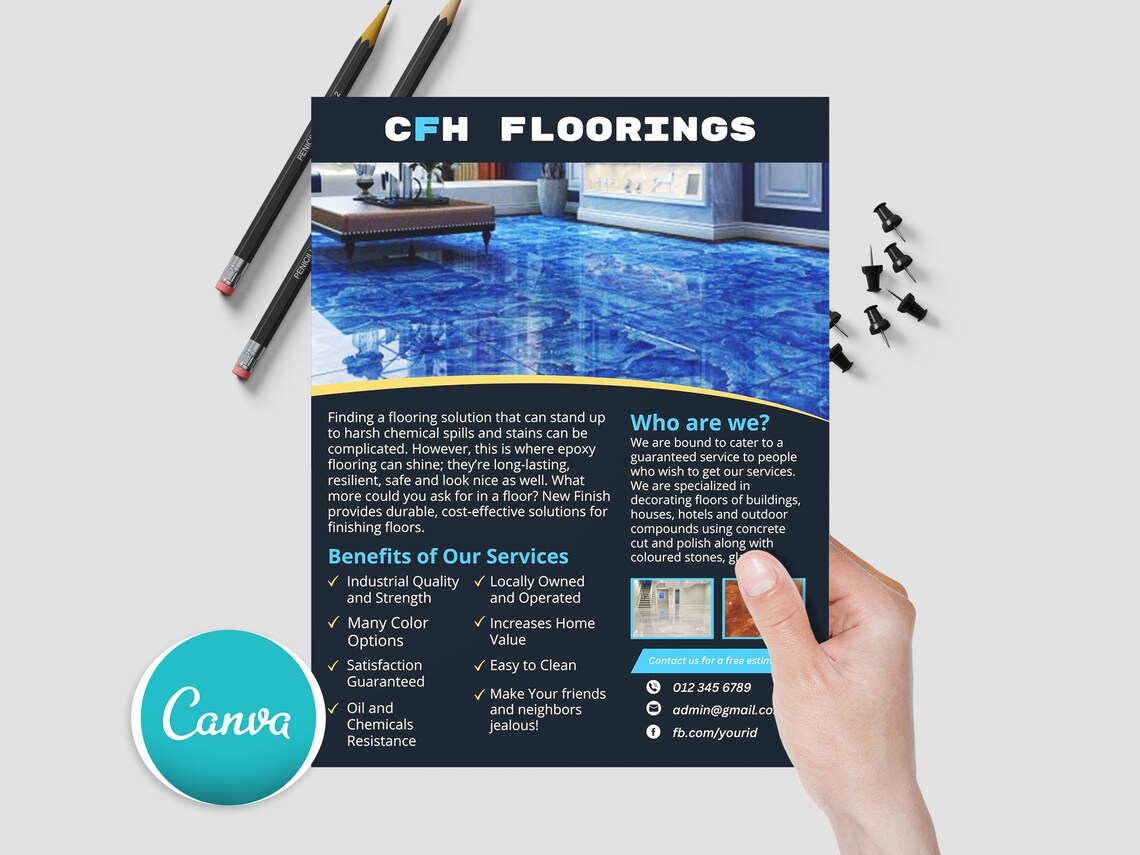 Epoxy Flooring Flyer, DIY Canva Flooring Service Service Poster ...