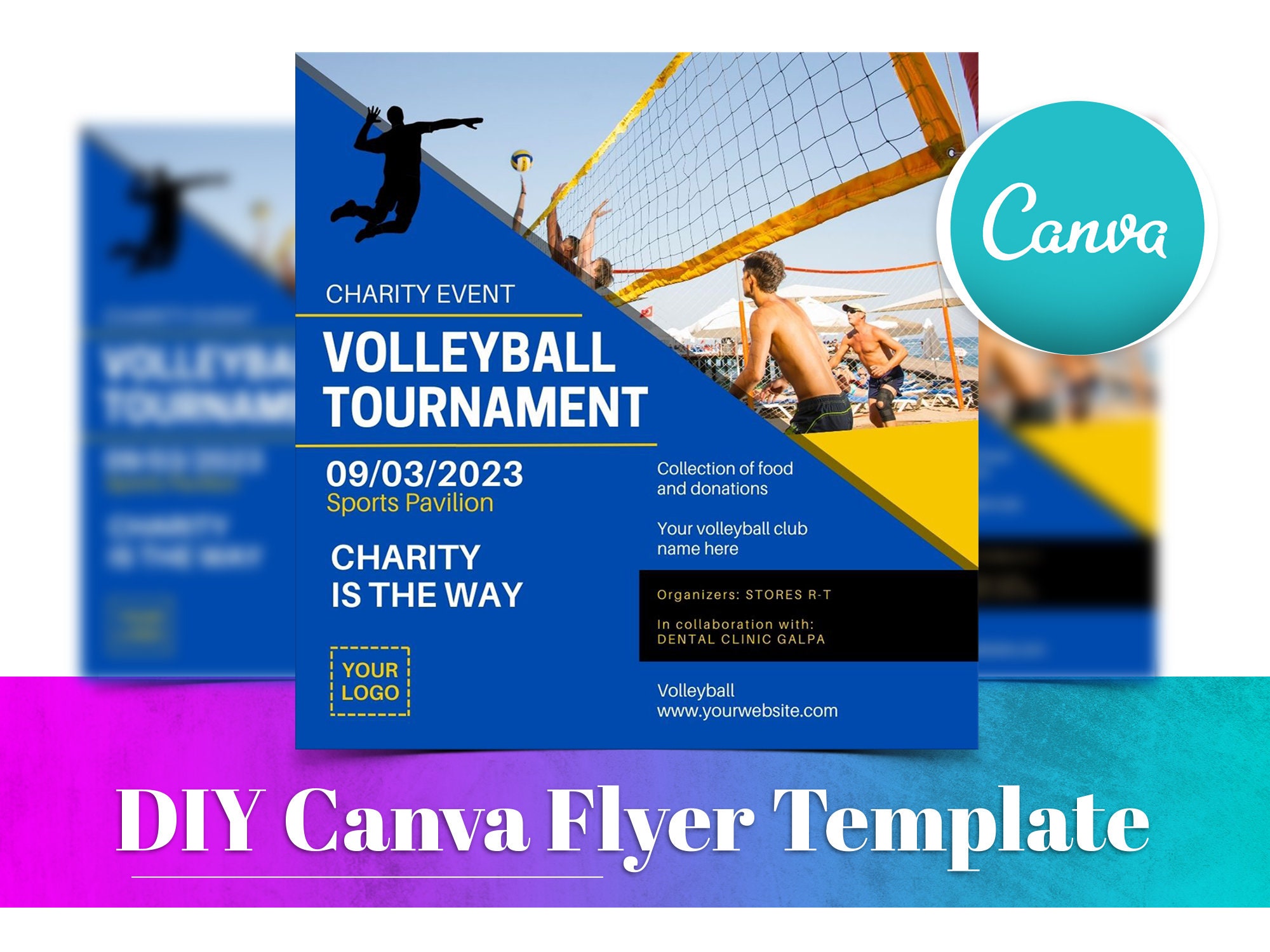 Volleyball Flyer, Volleyball Tournament Flyer, DIY Canva Volleyball ...