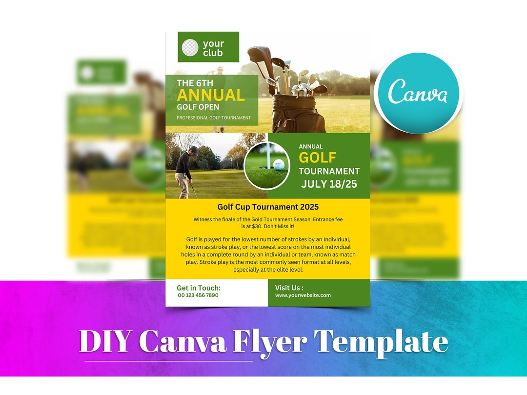 Golf Flyer, Golf Club Template, DIY Canva Golf Match Poster Template ...